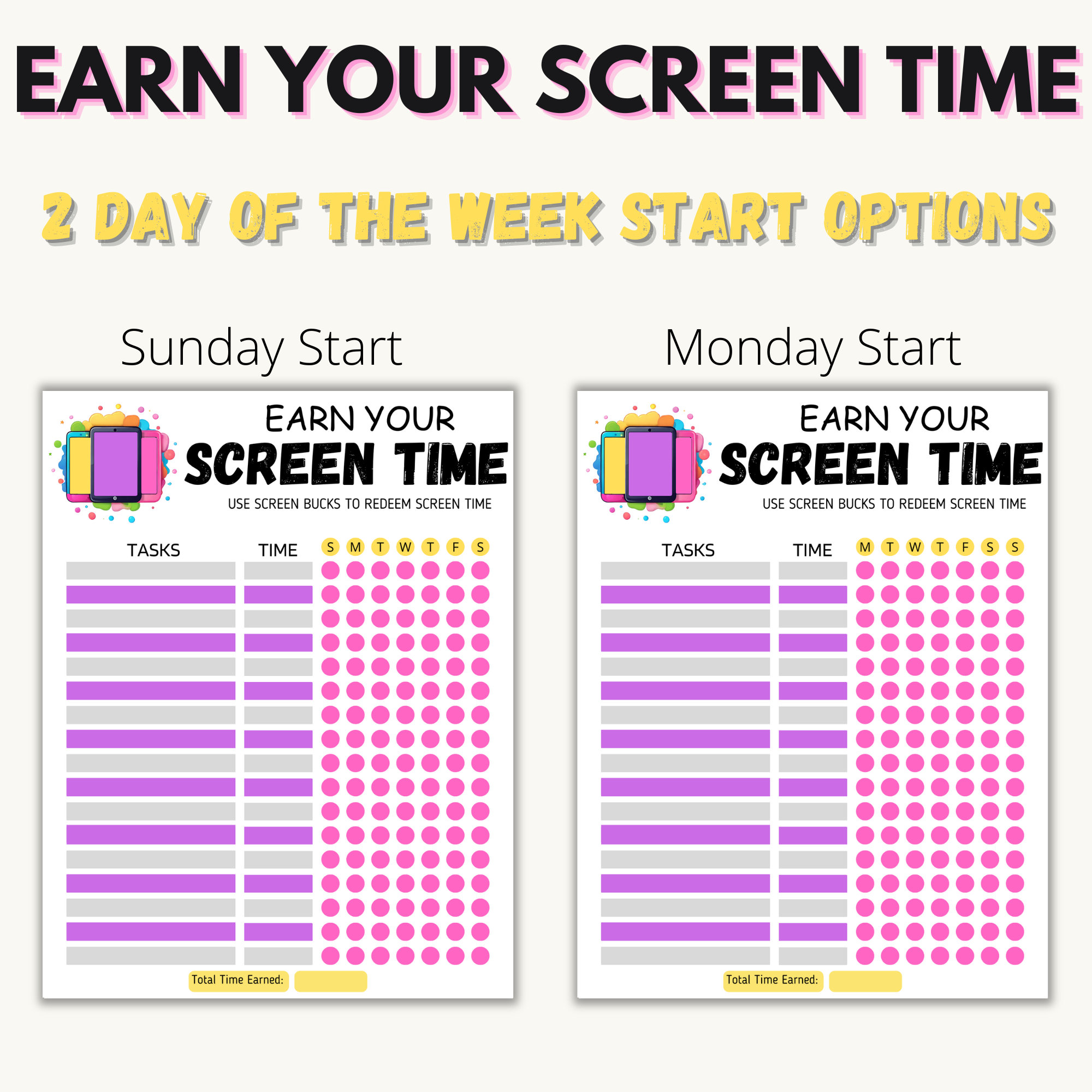 Screen Time Reward System, Screen Bucks, Manage Screen Time, Routine ...