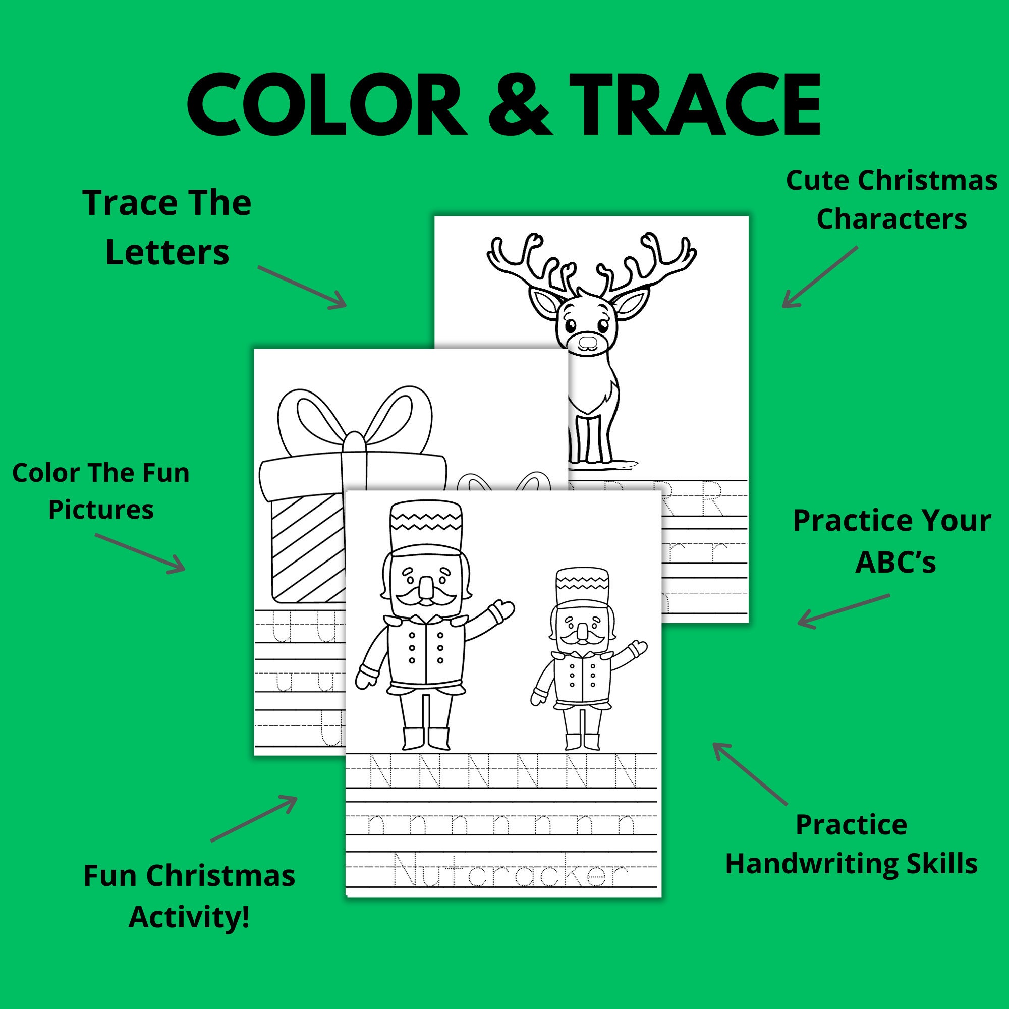 Christmas Coloring Pages A to Z, Coloring Book, Letter Tracing, Abc's ...