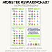 Printable Monster Reward Chart, Preschool Printable, Routine Chart ...