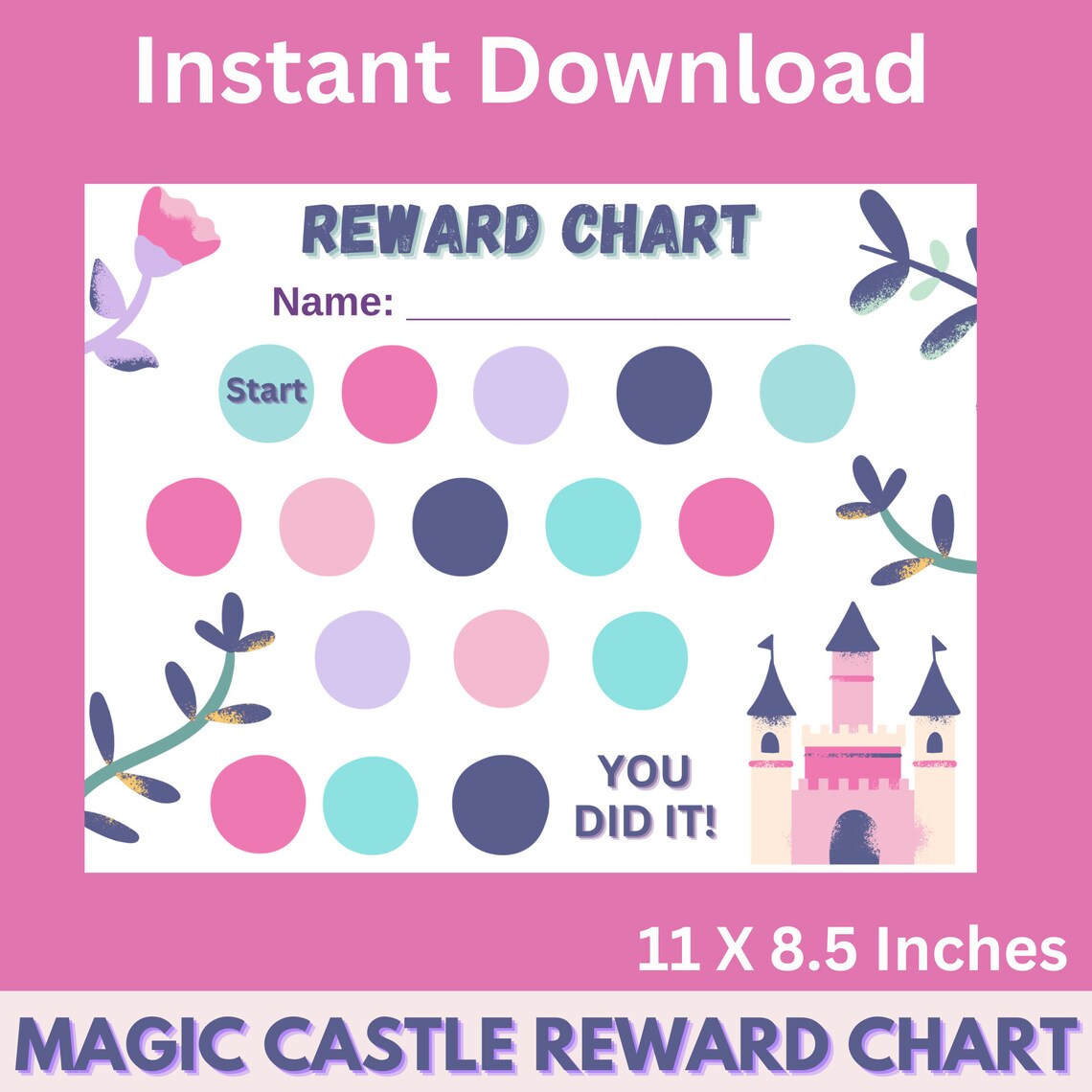 Magic Castle Reward Chart, Sticker Chart, Routine Chart, Preschool ...