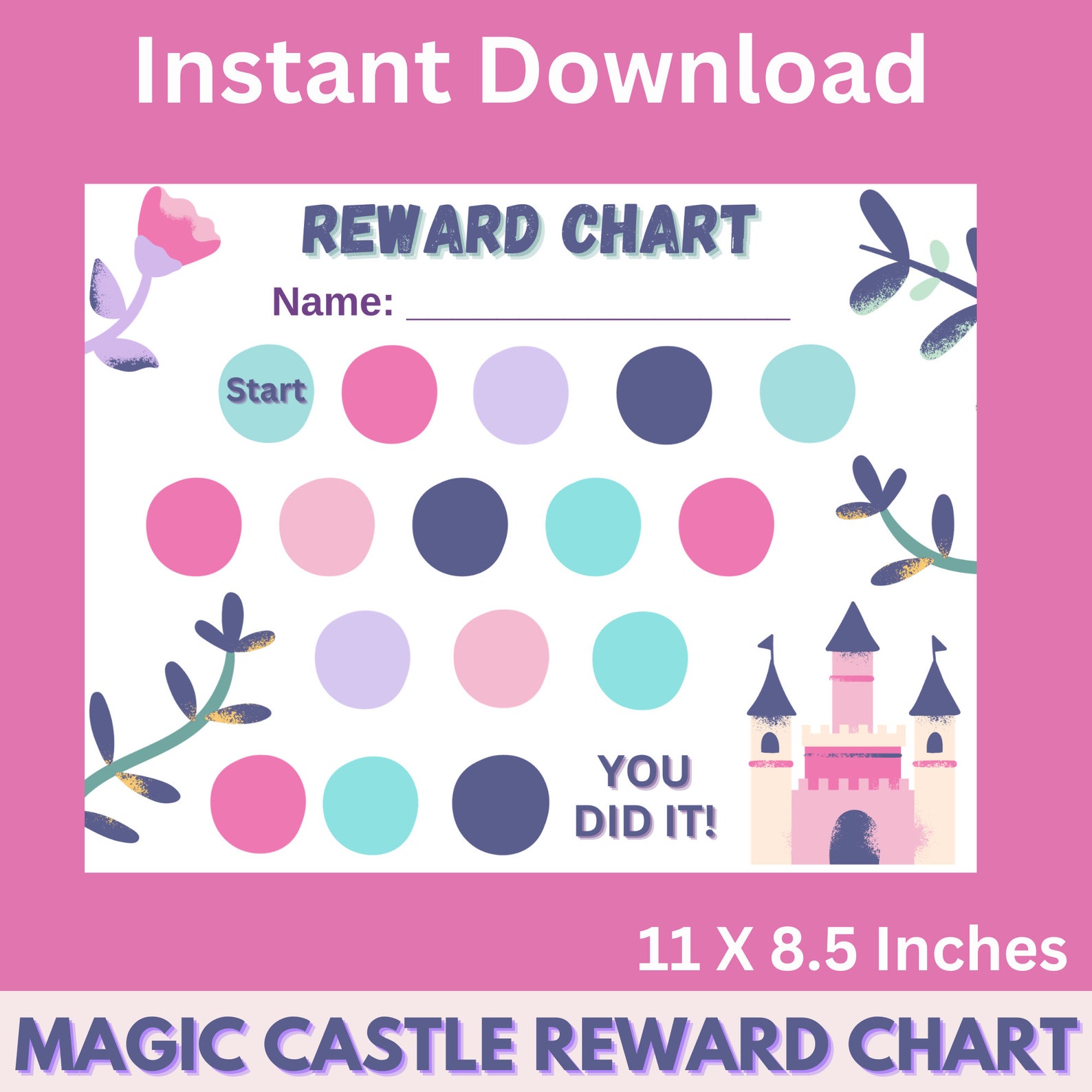 Magic Castle Reward Chart, Sticker Chart, Routine Chart, Preschool, Kindergarten, First Grade ...