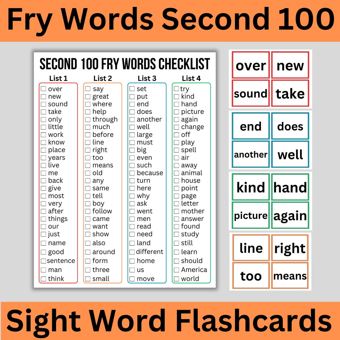 Fry Words Second 100 Sight Words Flashcards: Homeschool Learning ...