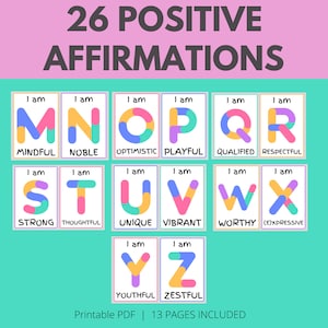 Positive Affirmation ABC Flashcards, ABC Flashcards, Positive ...