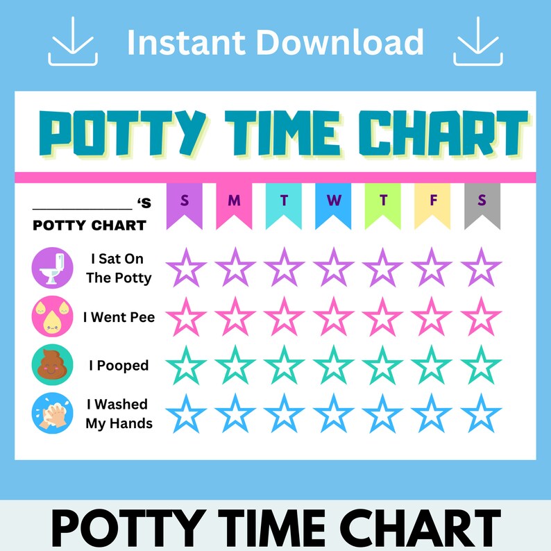 Potty Training Chart, Toddler Chart, Reward Chart, Digital Instant ...