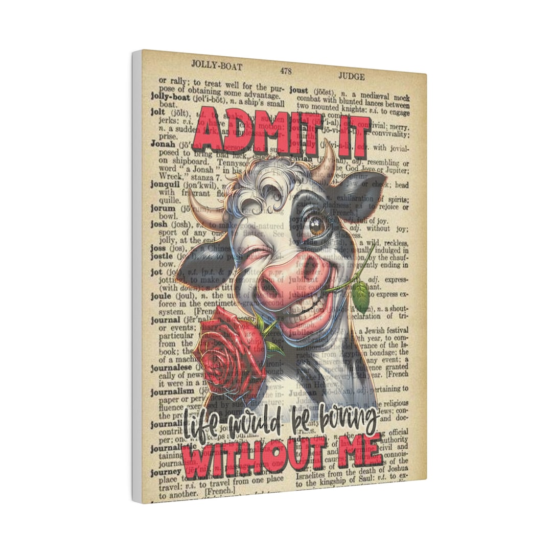 Cow - Funny - Humor - Wall Art - Dictionary Page - Wall Decor - Canvas ...