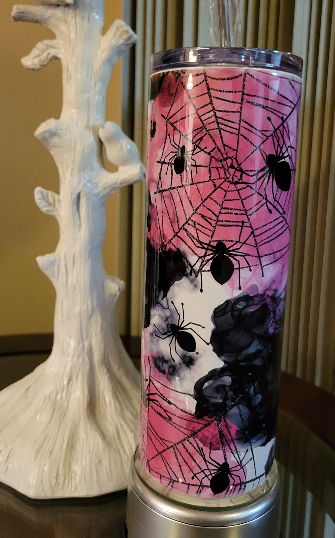 Halloween Black/pink Spiders Halloween Spiders 20oz Tumbler - Etsy