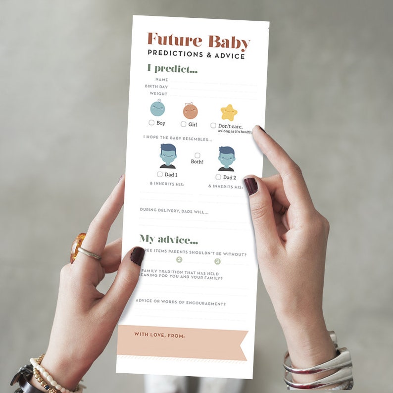 Dad + Dad, Downloadable Baby Shower Game, Predictions and Advice - Etsy