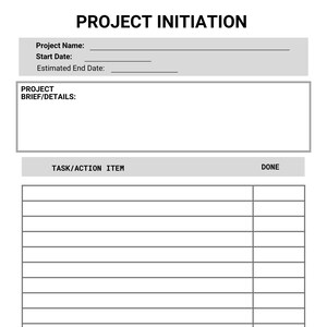 Project Planning, Digital Download, Project Initiation Template ...