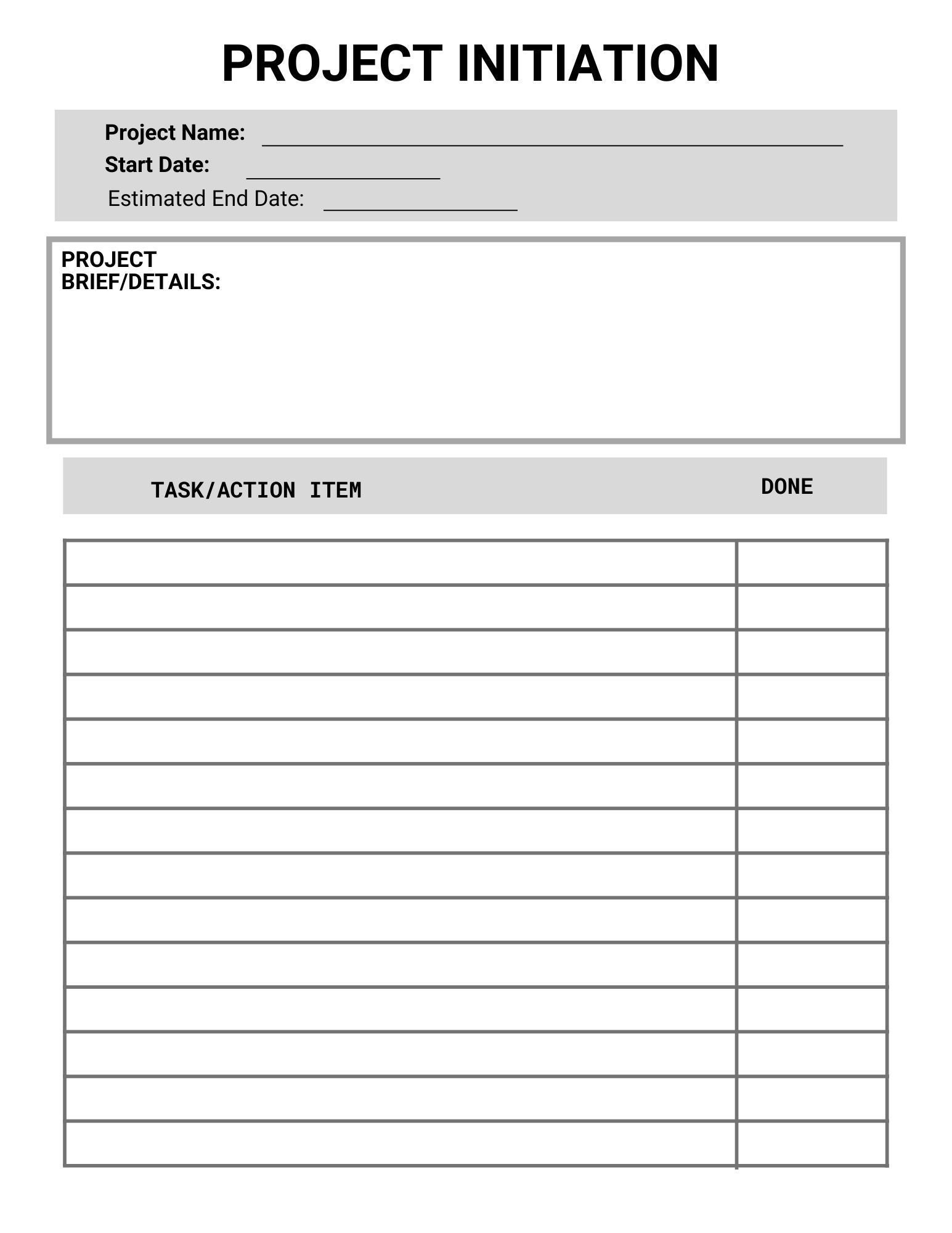 Project Planning, Digital Download, Project Initiation Template ...