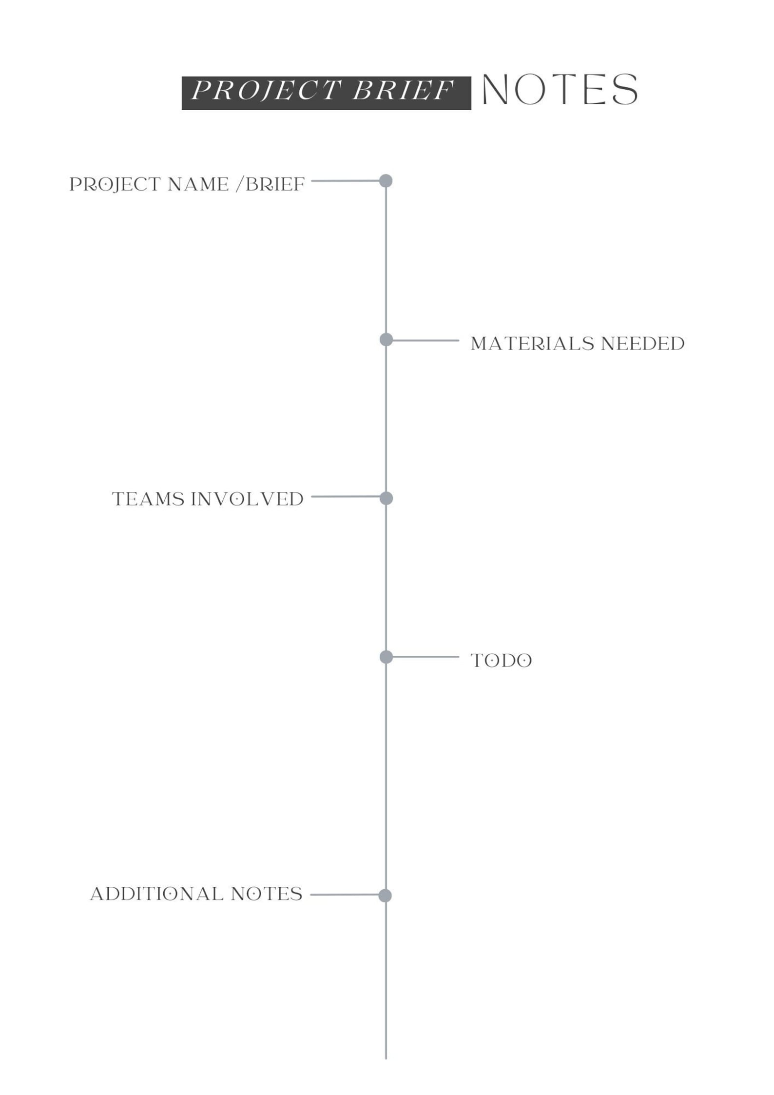 Project Brief Notes, Instant Download, Minimal Project Notes, Printable ...