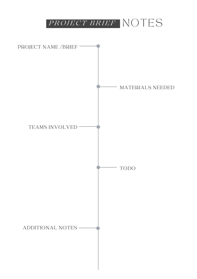 Project Brief Notes, Instant Download, Minimal Project Notes, Printable ...