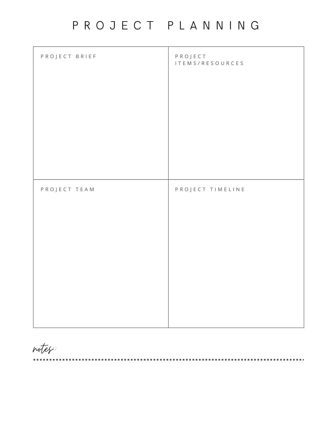 Project Planner, Simple Planner, Minimal Project Planner, Printable ...