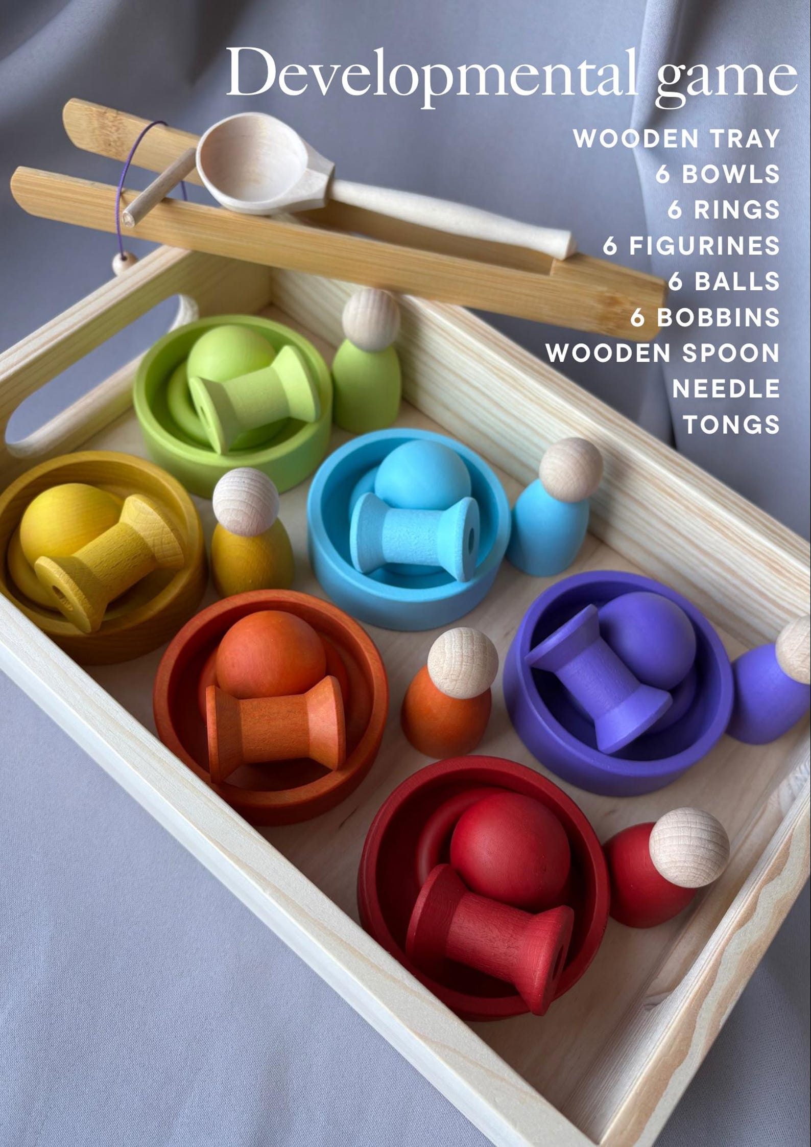 Wooden Montessori Toy: Fine Motor Skills, Color Sorting Game - Etsy