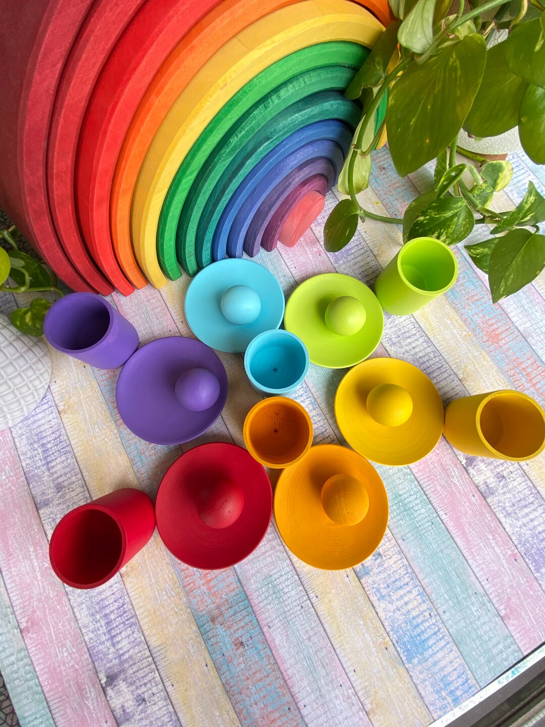 Sorting Plates With Cups, Ball and Dolls in Hats - Etsy