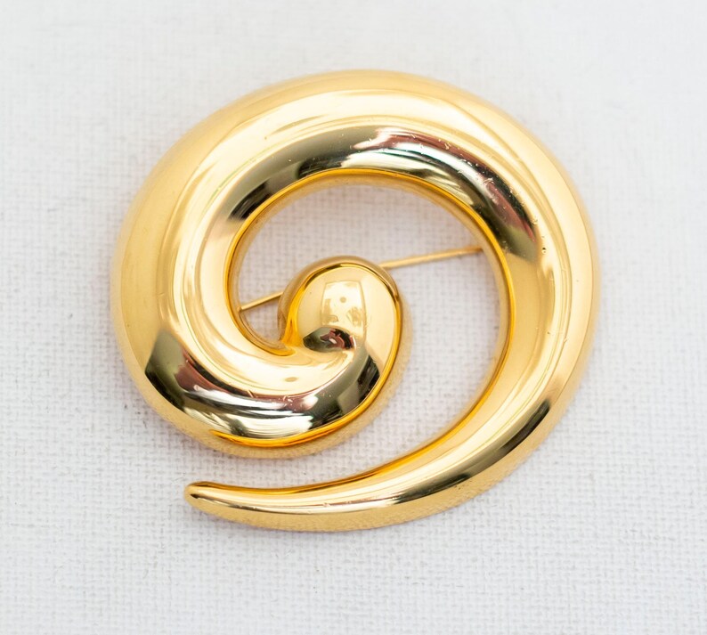 Vintage Spiral Swirl Gold Tone Brooch by Monet T15 - Etsy