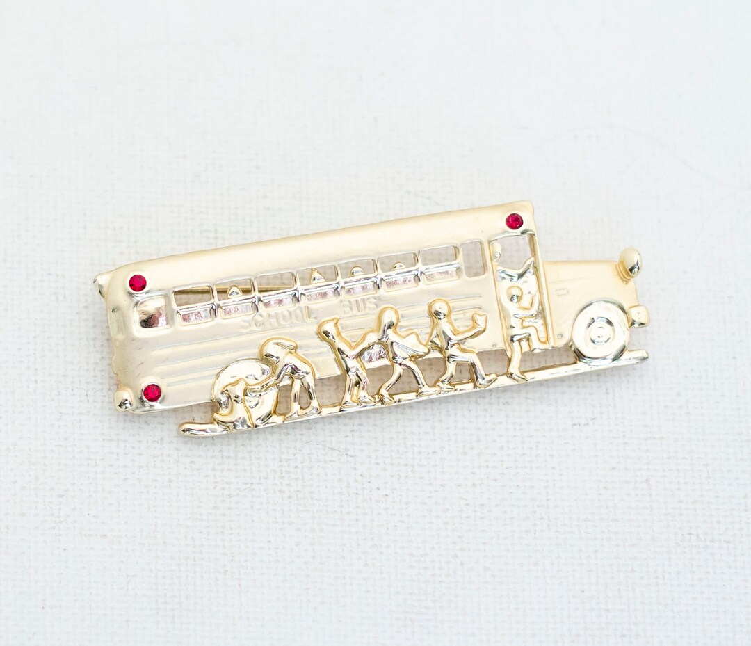 Vintage Gold Tone School Bus Trip Brooch by AJC T10 - Etsy