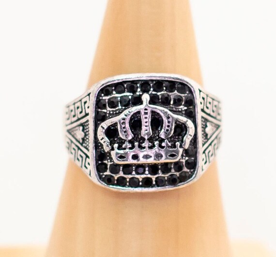 Vintage Medieval Silver King Crown Ring Size 11 1/4 -… - Gem