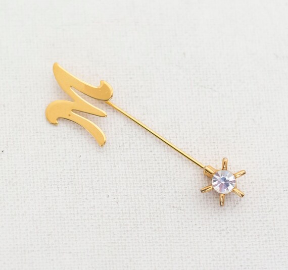 Vintage Majestic Letter M & Diamond Star Stick Pin - … - Gem