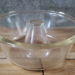Glasbake Queen Anne Heavy Clear Glass Angel Food Cake Dish Pan Jello ...