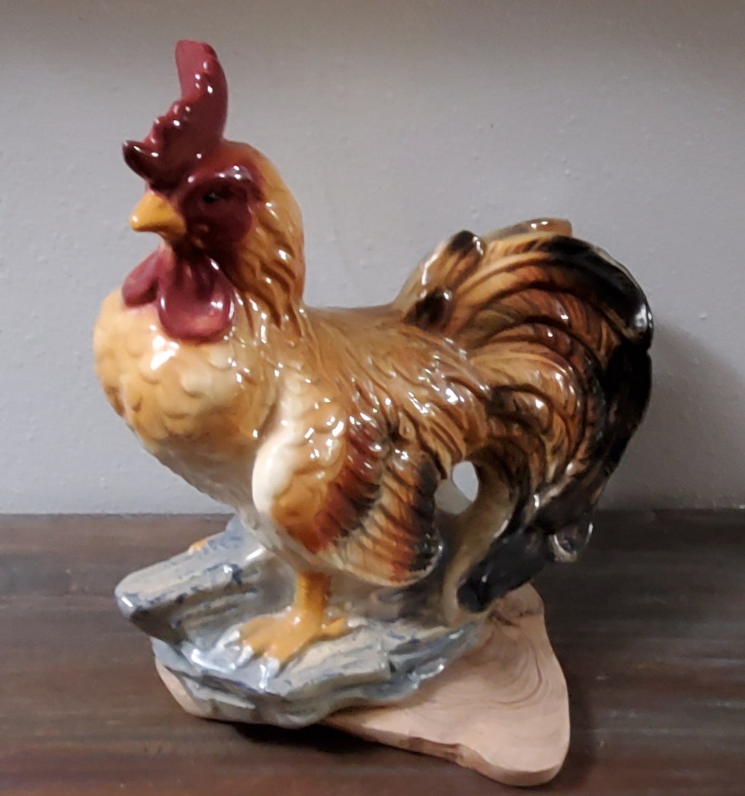 Vintage Glossy Rooster Very Large Ceramic Figurine Statue 14.75 Tall ...