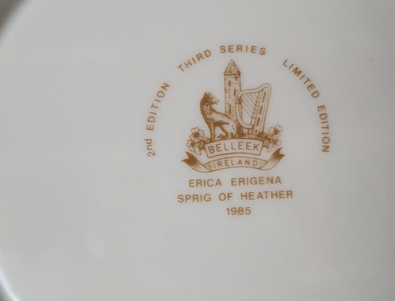 Vintage Sprig of Heather 1985 Christmas Plate 2nd Edition Belleek ...