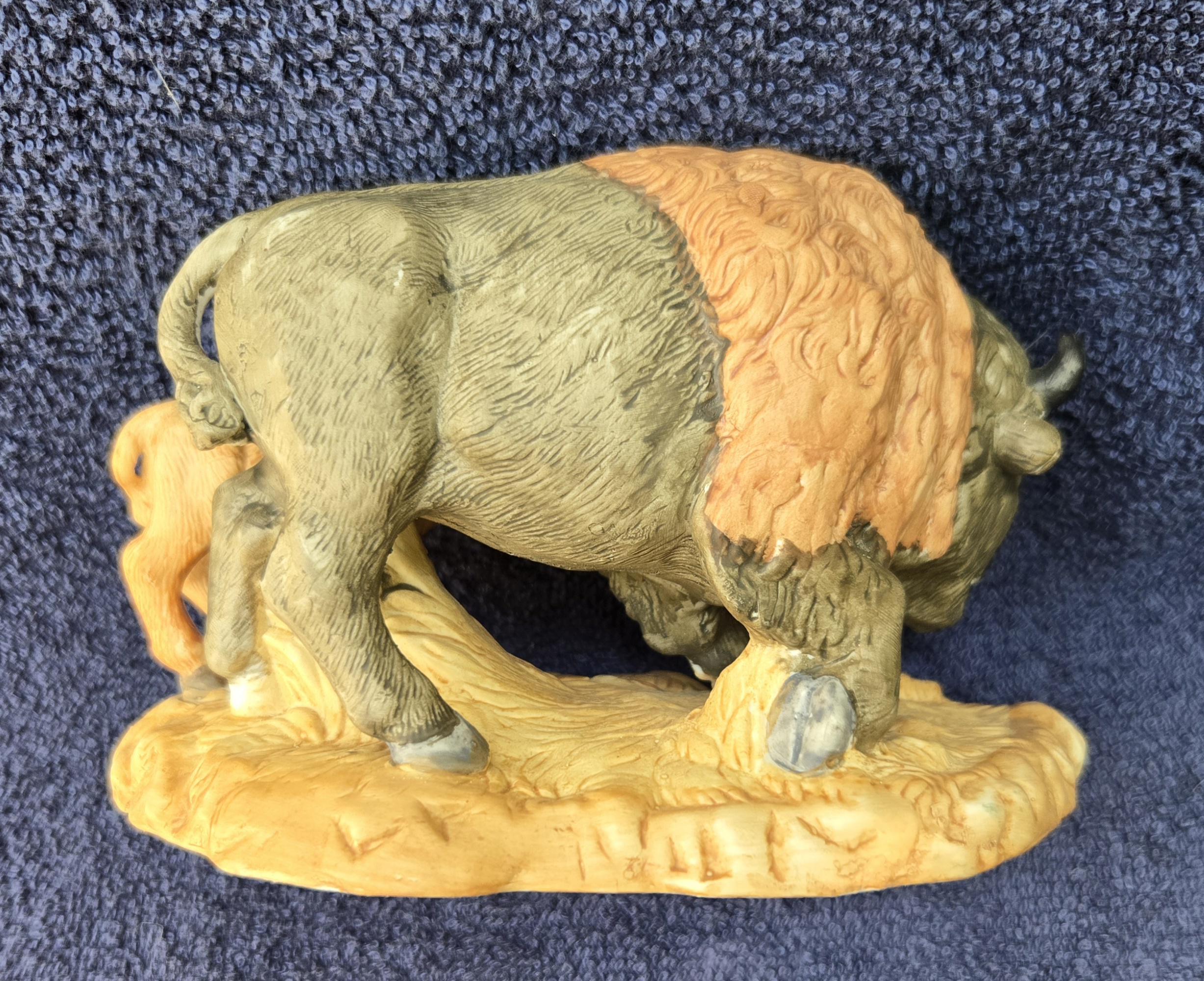 Vintage ENESCO 1986 Kathy Wise American Bison & Calf Buffalo Wild West ...