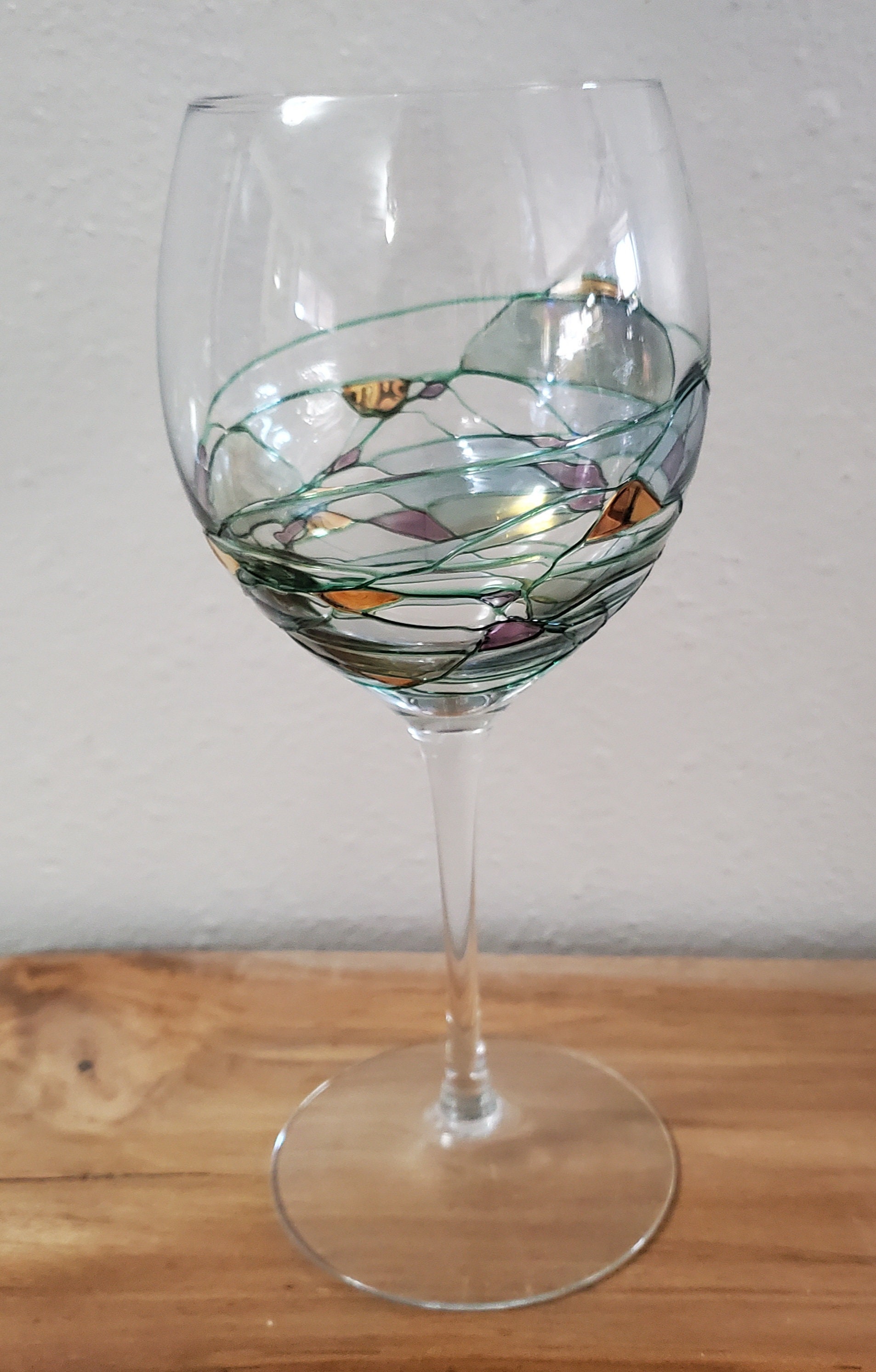 Artland Helios Stained Glass 8 Wine Glass Stemware Blue Green Gold ...