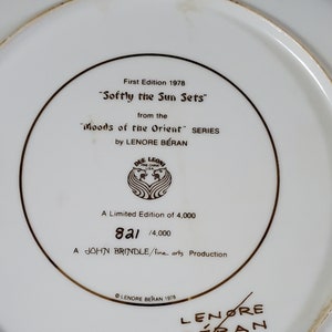 Lenore Beran Collector Plate - Softly the Sun Sets - 1st Edition 1978 ...