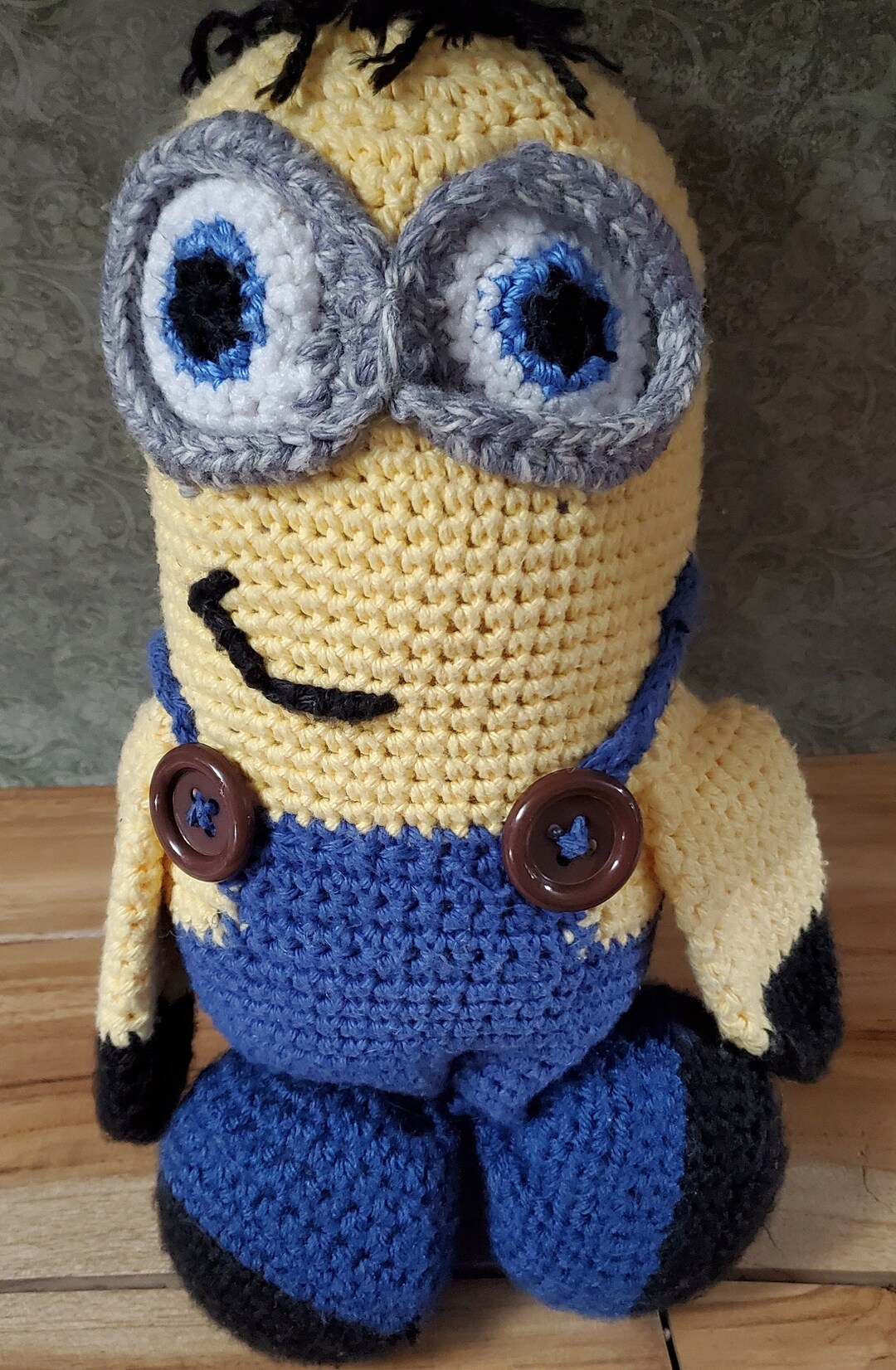 Handmade 14" Crochet Minion Stuffed Toy Child Yellow & Blue Super Cute ...