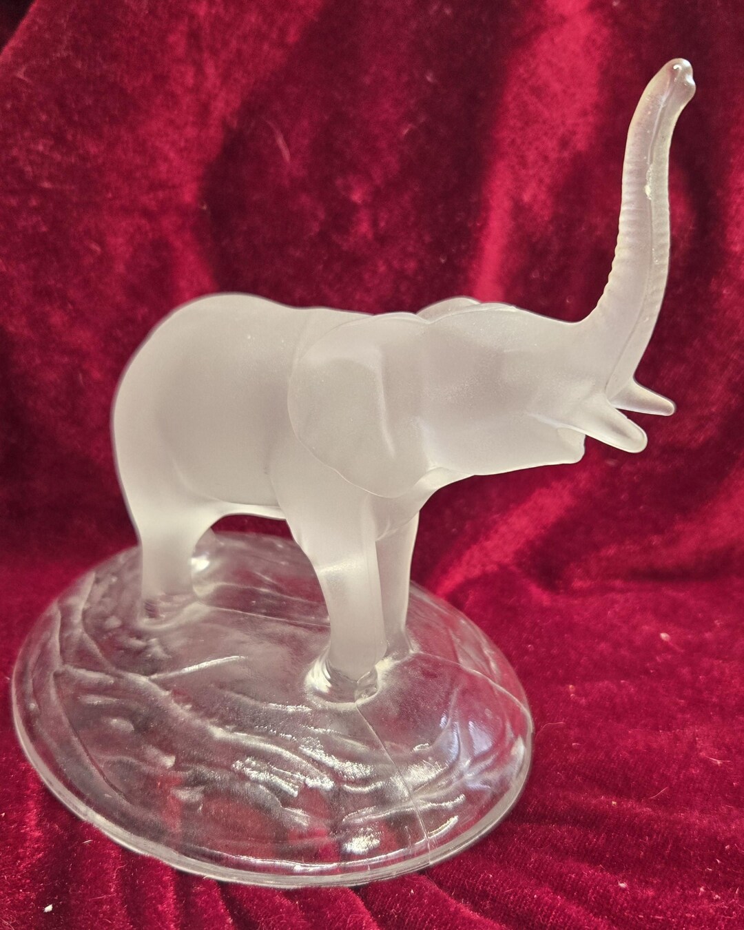 Genuine Lead Crystal Frosted Elephant Clear Base Sculpture Vintage ...