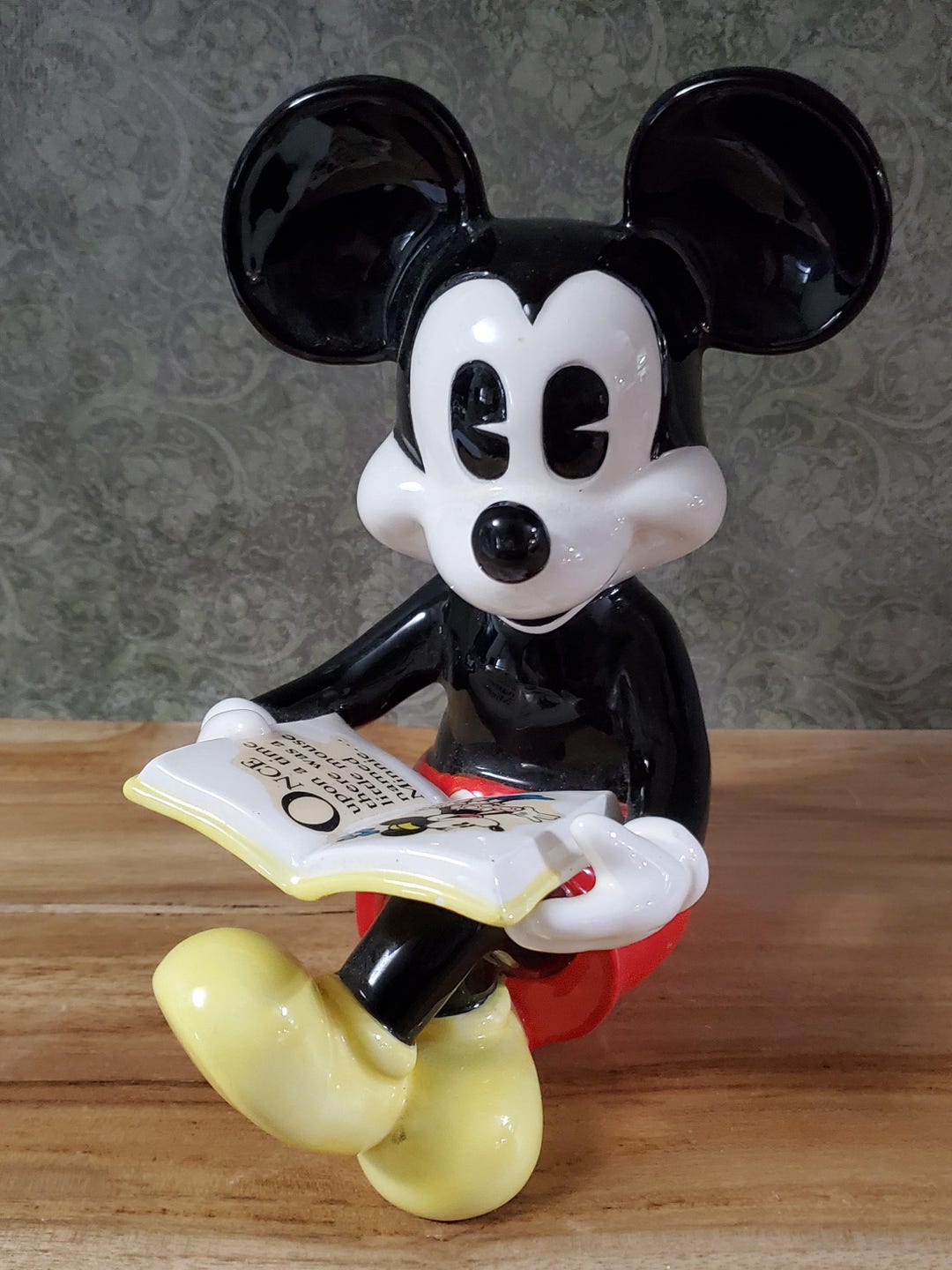 Vintage Disney Mickey Mouse Reading Book Pie Eye Ceramic Figurine ...