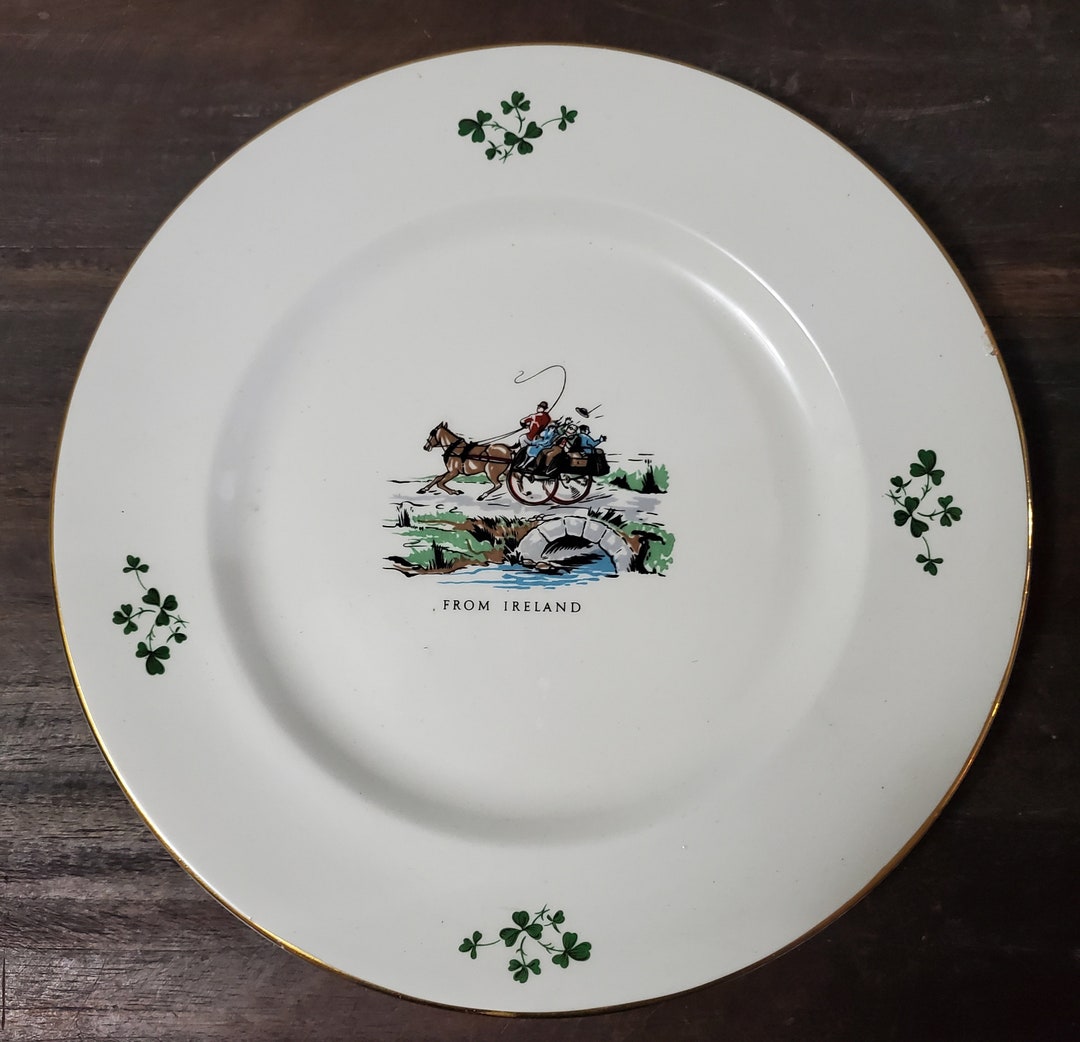 Vintage Carrigaline Pottery Cork Ireland Irish Plate Shamrocks Horse ...