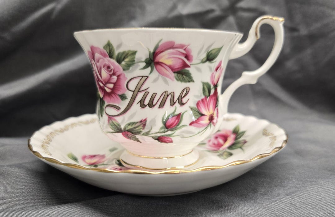 Vintage E and R Golden Crown Bone June Bouquet of the Month Tea Cup and ...