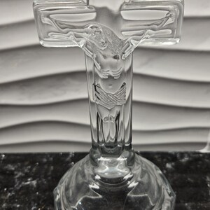 Vintage Glass Crucifix Candle Stick Holder Jesus on Cross Christianity ...