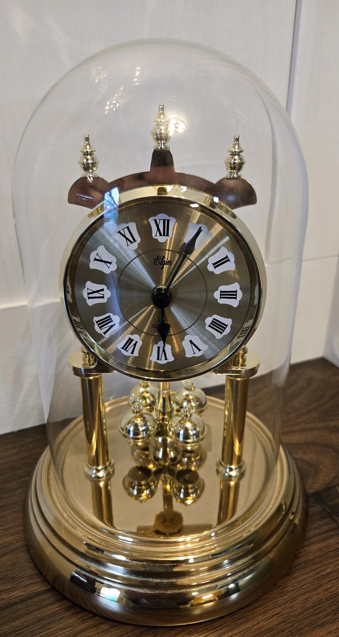 Vintage Elgin Quartz Clock W/glass Dome 9" Made in Japan Gold Tone - Etsy