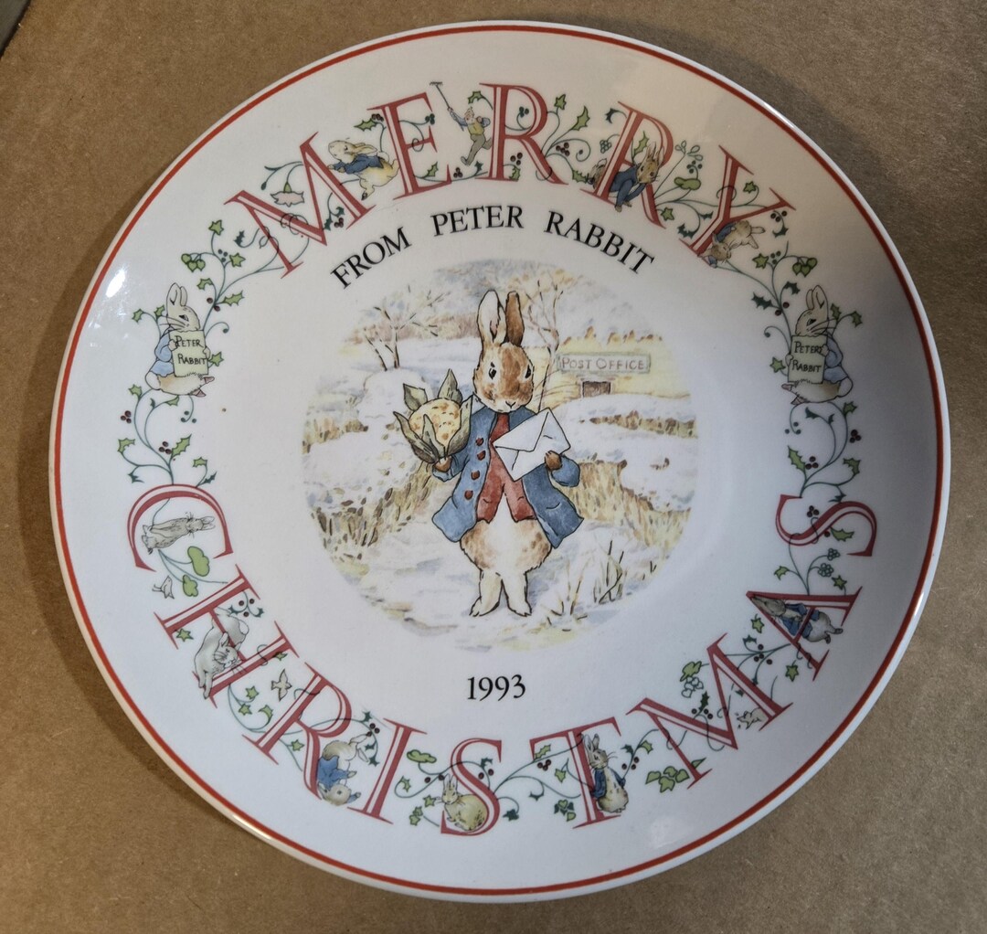 Beatrix Potter Wedgwood Peter Rabbit MERRY CHRISTMAS PLATE 1993 Vintage ...