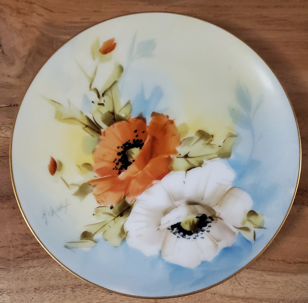 Vintage Thomas Sevres Bavaria Hand Painted Poppy Plate Poppies Gilt ...