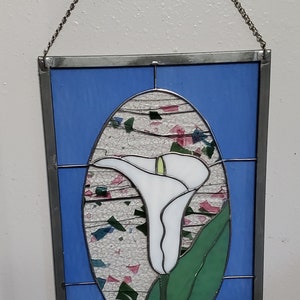 Vintage Calla Lily Stained Glass Window Hanging the Glass House Decatur ...