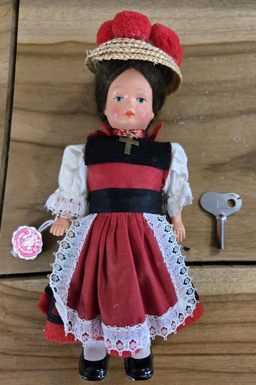 Trachten Puppen Wind up Doll 7” Vintage German Hang Tag W/key Moll ...