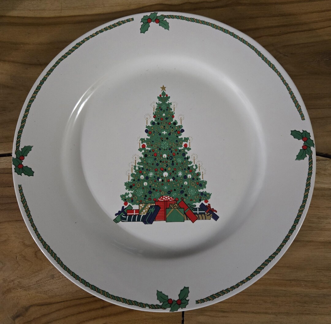 Vintage Global Designs Christmas Tree 10.5" Dinner Plate Set of 6 ...