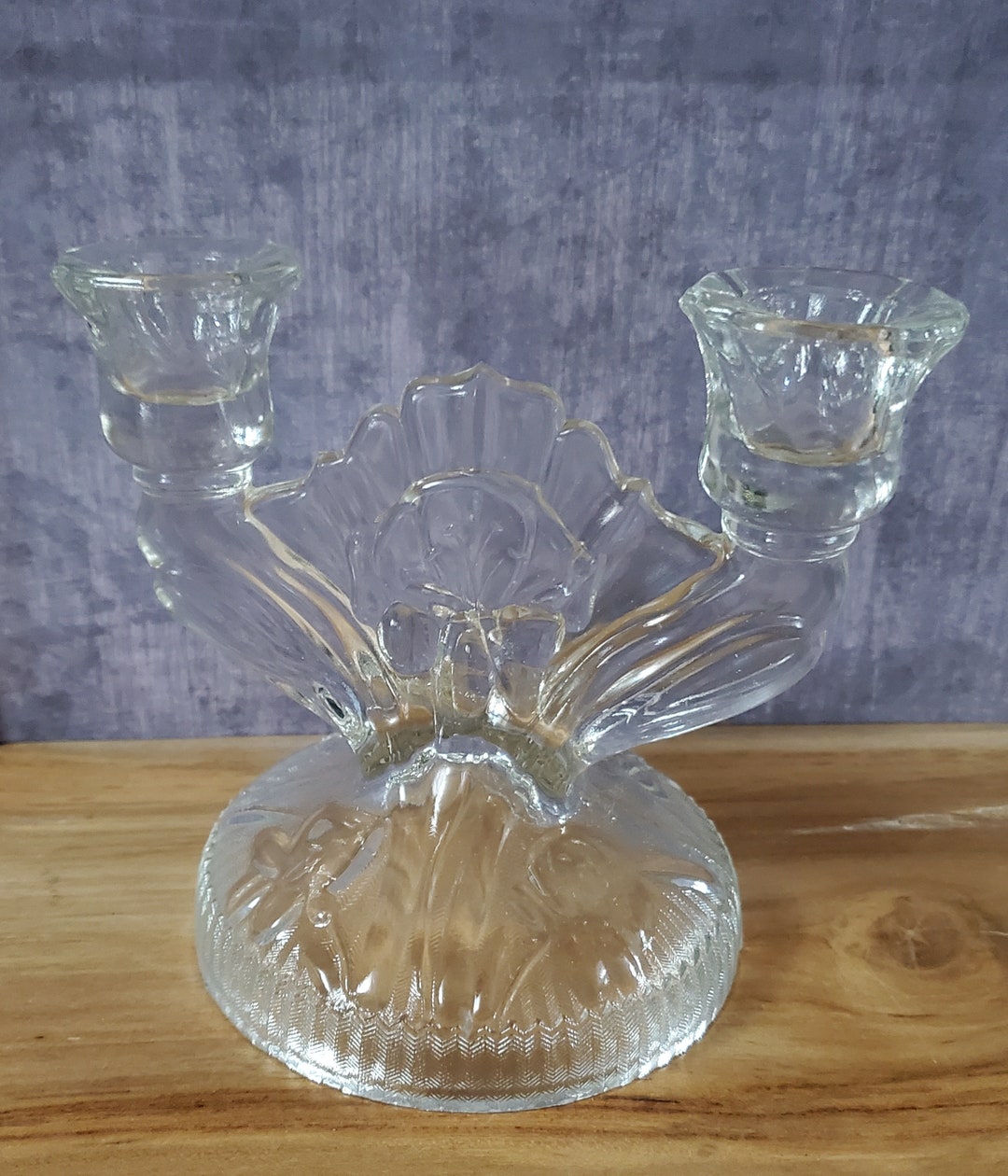 Vintage Jeannette Double Light Candle Holder Iris Depression Glass Set ...