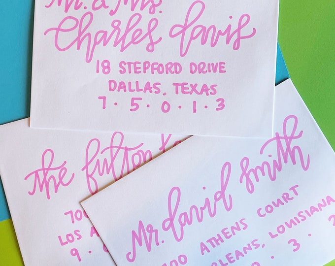 White Envelope Navy Address Calligraphy / Birthday Party Wedding Bridal ...