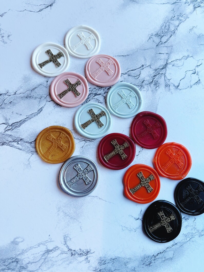 Cross Baptism Christening Dedication Wax Seal Stamp Sticker/ Invitation ...
