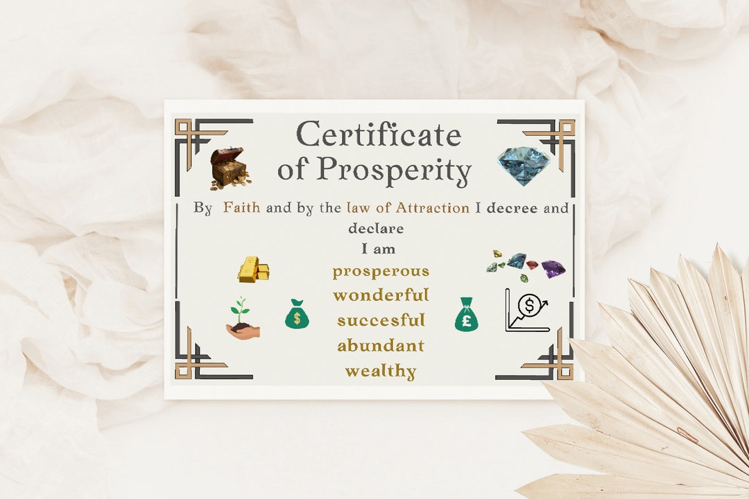 Certificate of Prosperity | Download | Printable Wall Art | Success ...