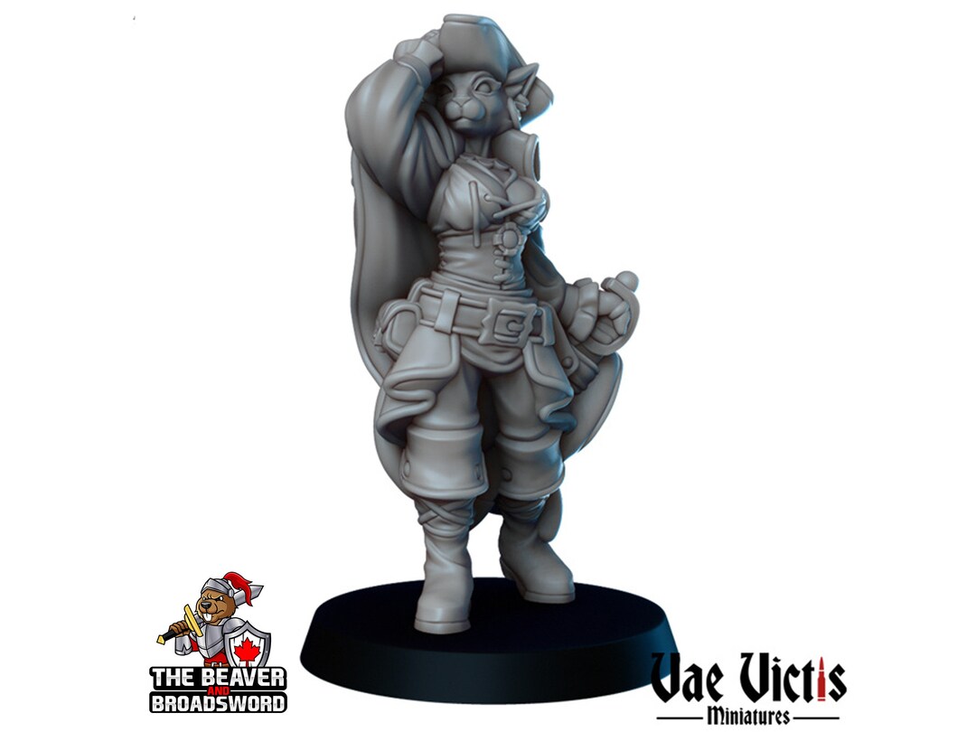 Tabaxi Pirate Captain Dnd Mini - Vae Victis | Sailor | Catfolk | Female ...