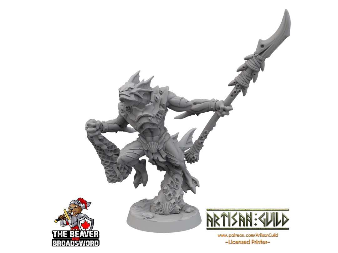 Sahuagin Warrior A Dnd Mini Artisan Guild Fish Fighter Kuo-toa ...