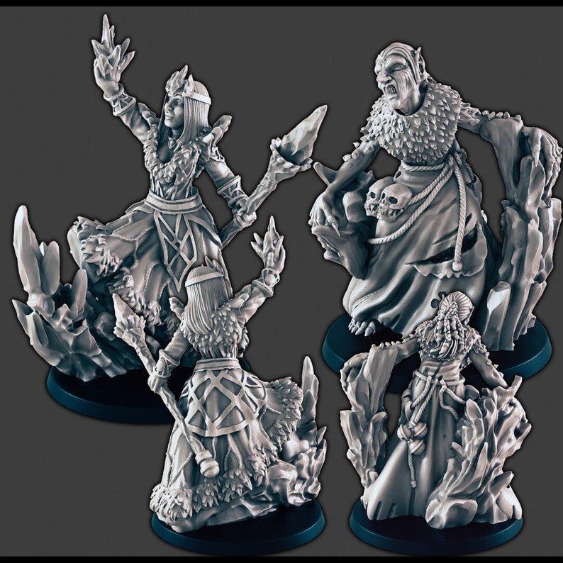 Arctic Witches / Hags DND Mini Set EC3D Wintertide, Winter Miniature ...