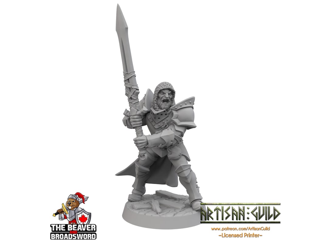 Male Human Fighter Dnd Mini With Greatsword - Artisan Guild | Barbarian ...