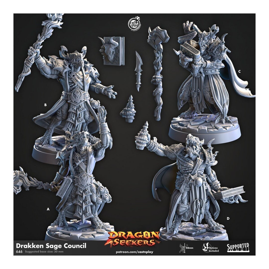 Drakken Sage Council Cast N Play Dragon Seekers Dnd Miniature ...