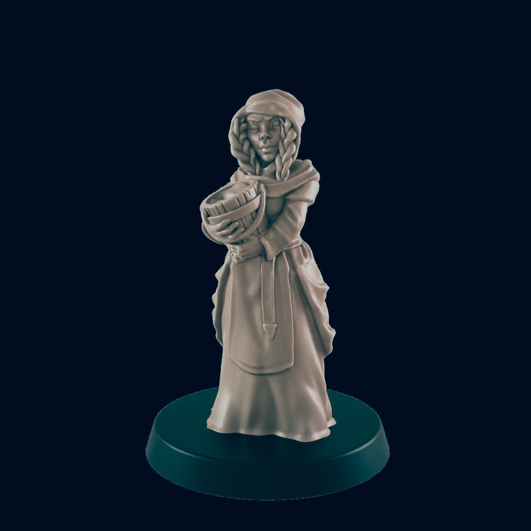 Human Female Washerwoman - EC3D | Dnd | Variant | Villager Minis ...
